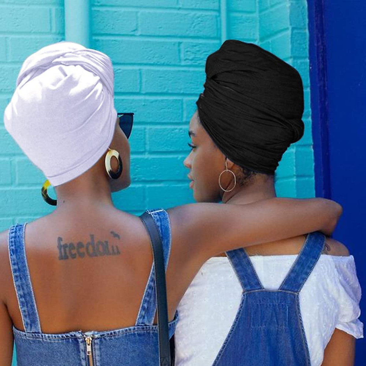 Huachi Black Head Wraps for Women Turban Hair Scarf African Extra Long Stretch Jersey Summer Breathable Lightweight Head Band Tie Dreadlocks Accessories (White)