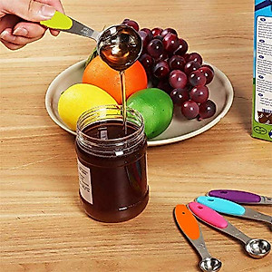 Fsdifly-Stainless Steel Measuring Spoons 5 Piece Stackable Set - Measuring Set for Cooking and Bakin (A)