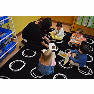 Flagship Carpets Circle Sampler Abstract Educational Area Rug, 7'6" x 12', Black & X-ACTO Pencil Sharpener, School Pro Electric Pencil Sharpener, with Six Size Dial, XL Shavings Bin, Black, 1 Count