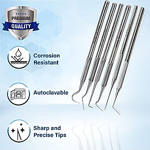 Set of 6 Stainless Steel Precision Micro Probe Set Combo, 5.5 inch Overall Length