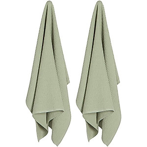 Now Designs Ripple Cotton Dish Towels, Set of 2, Sage 2