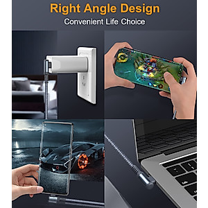 USB-C to USB-C Cable 60w [2-Pack 6.2ft], Right Angle iPhone 15 Fast Charger Cord Compatible with iPhone 15 Plus 15 Pro Max, MacBook Air/Pro,iPad Air/Pro Samsung Galaxy S23 S22 S21 S20+, Note 20 10