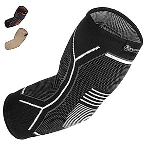 Kunto Fitness Elbow Brace Compression Support Sleeve for Tendonitis, Tennis Elbow, Golf Elbow Treatment - Reduce Joint Pain During Any Activity!