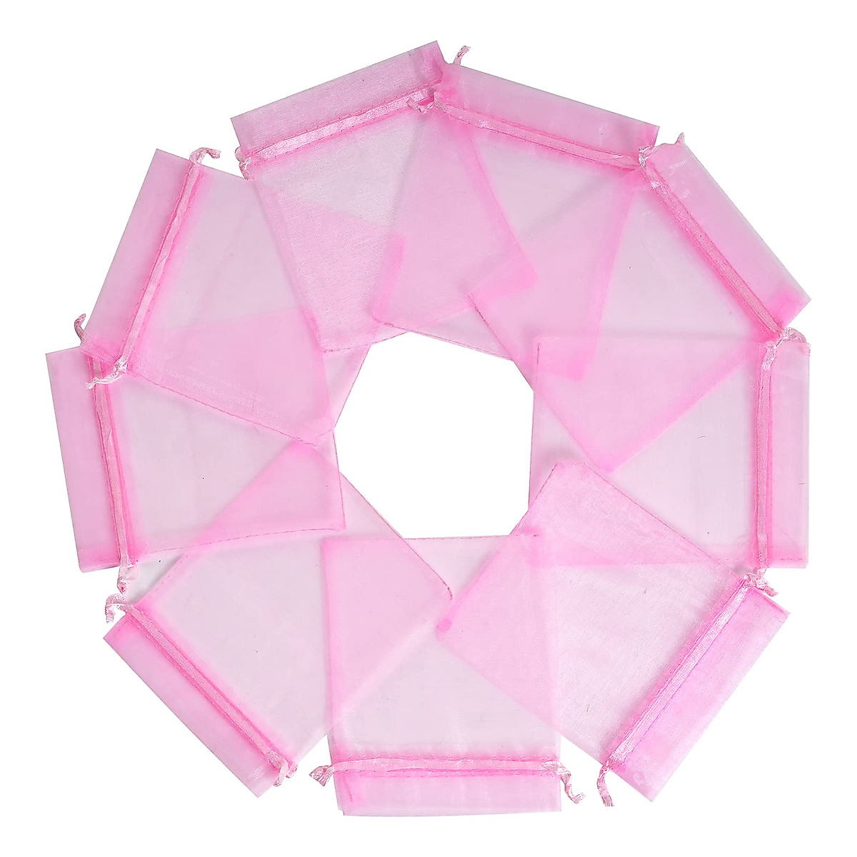 Bskifnn 100pcs Organza Bags Satin Drawstring Organza Pouch Mother's Day Valentine's Day Halloween Candy Bags Wedding Party Favor Gift Bag Jewelry Bags 3.54''x4.33''(9x11cm) (Pink)