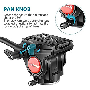 Neewer 2-in-1 Aluminum Alloy Camera Tripod Monopod 71.2"/181 cm with 1/4 and 3/8 inch Screws Fluid Drag Pan Head and Carry Bag for Nikon Canon DSLR Cameras Video Camcorders Load up to 17.6 pounds