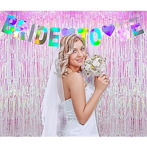 Holographic Bride To Be Banner, Iridescent Bridal Shower Sign Hanging Party Decorations for Bachelorette Weekend, Engagement, Bridal Shower, Wedding Party Celebration