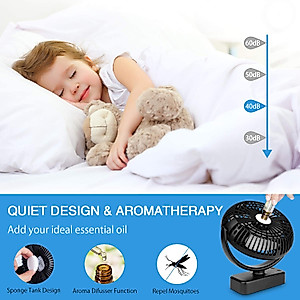 AJOYEUX Camping Fan Rechargeable 5000mAh Tent Fan with LED Lantern 7-Inch Battery Operated USB Fan Powerful for Camping Home Office RV