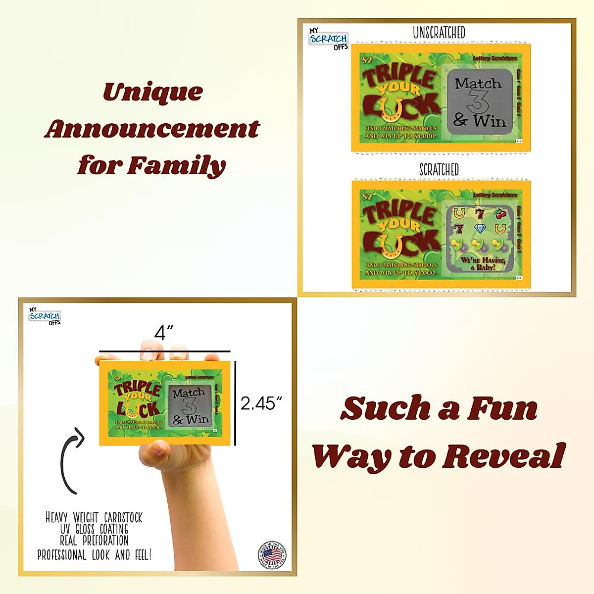 My Scratch Offs 5 Cards Adult Scratch Off Lotto Fake Triple Your Luck Lottery Tickets for Pregnancy Announcement