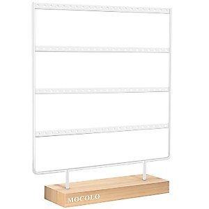 Mocolo Earring Holder Stand, Earring Organizer Display Holder Stand for Hanging Earrings(88 Holes & 4 Layers) (White)