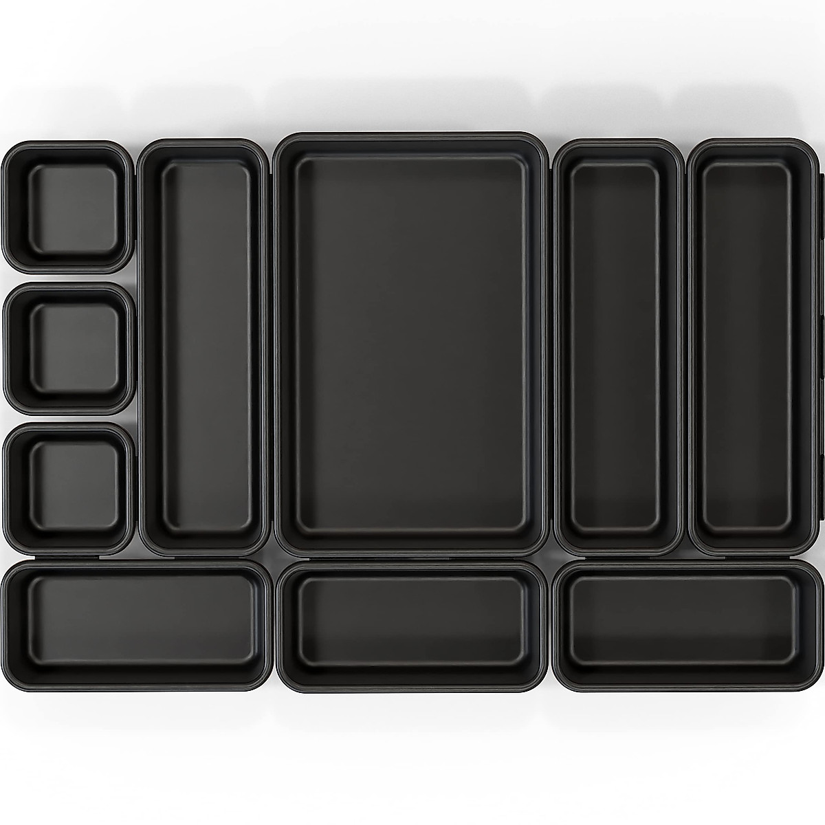Simple Houseware Black Desk Drawer Organizer, 10 pack(3S, 3M, 3L, 1XL)