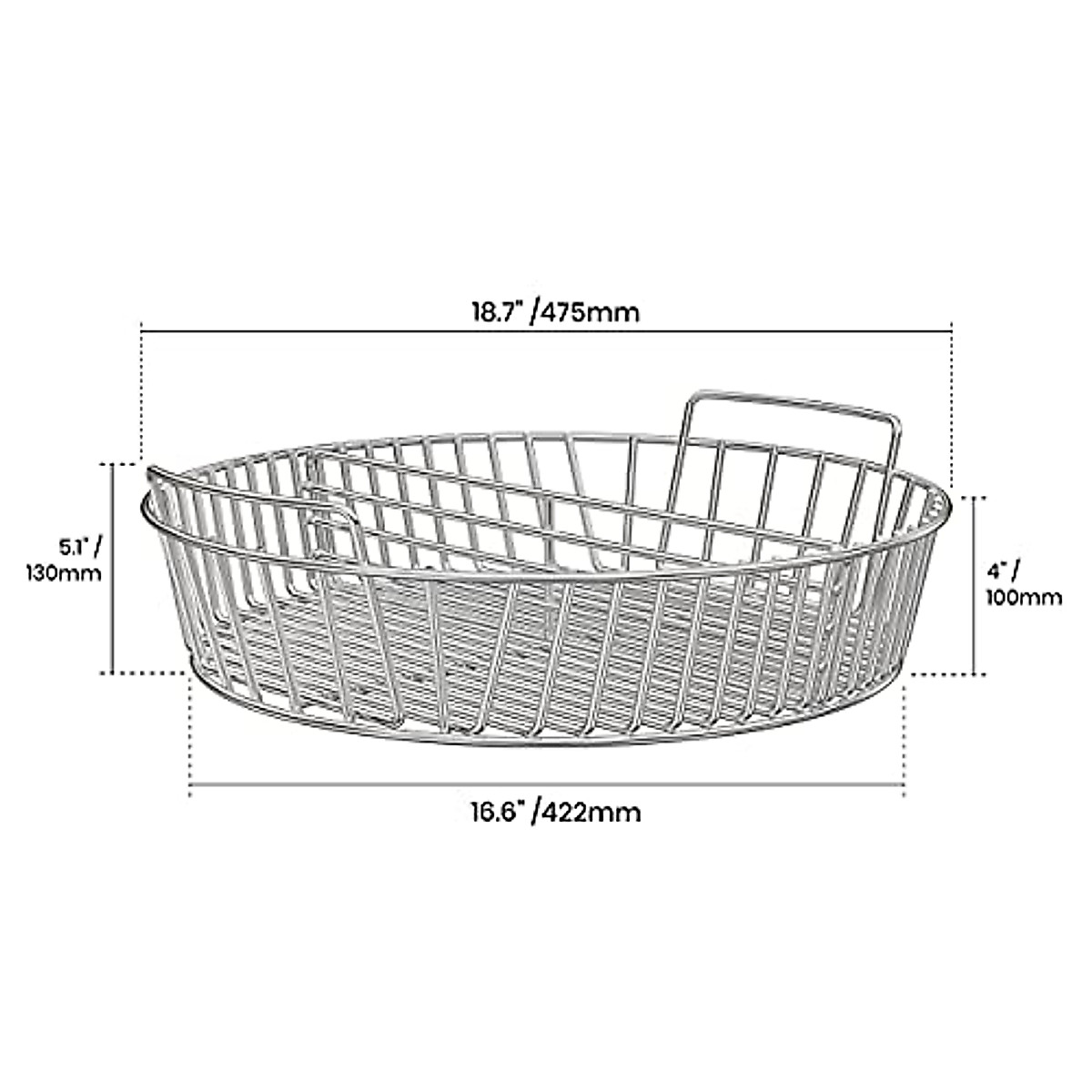 only fire Stainless Steel Charcoal Ash Basket Charcoal Briquet Holder BBQ Accessories for Weber 22" Kettle Grills