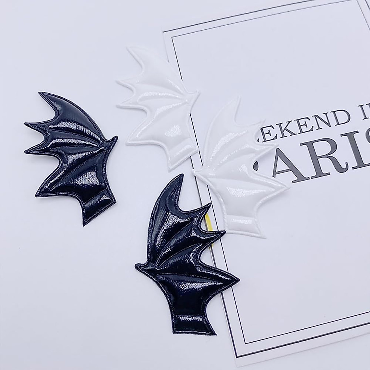 40 Pcs Mini Devil Wings Halloween Bat Wing Embellishment Spooky Bats Fabric Wings Patches for Hair Clips Headband Clothes Shoes Black