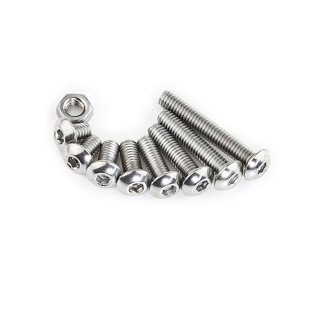 Sutemribor 240 Pieces M4 Stainless Steel Button Head Hex Socket Head Cap Bolts Screws Nuts Assortment Kit + Wrench