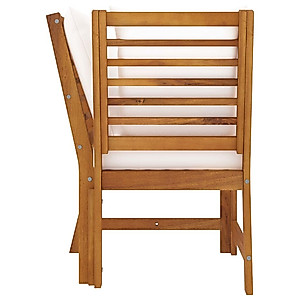 QZZCED Sectional Corner Sofa with Cream Cushion,Mid Century Modern Couch,Outdoor Furniture,Patio Conversation Sets,Cloud Couch,for The Living Room and Bedroom,Patio,Porch,Deck,Solid Acacia Wood