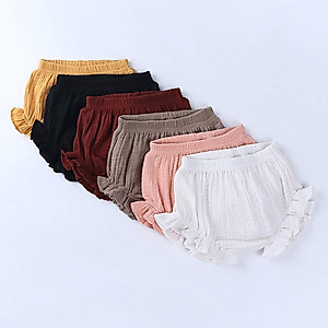 ZFTTZYMX 3-Pack Baby Girls Ruffle Bloomer Shorts Toddler Cute Cotton Linen Panty Diaper Covers 18-24 Months