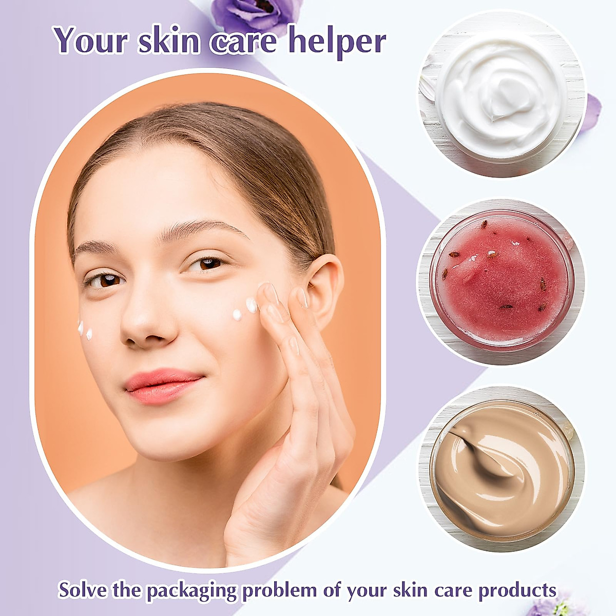 SATINIOR 100 Pcs Plastic Jars with Lids Small Containers Lids Wide Mouth Small Plastic Containers for Lotion Cream Rhinestones Body Butters Travel Storage(1 oz,Clear with White Lid)