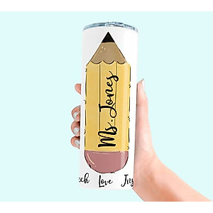 AVITO Personalized 20 oz Teacher Appreciation Cup, Permanent Printing Teacher Gift, Teacher Pencil Tumbler, Teacher Gifts, Teacher Life Cup