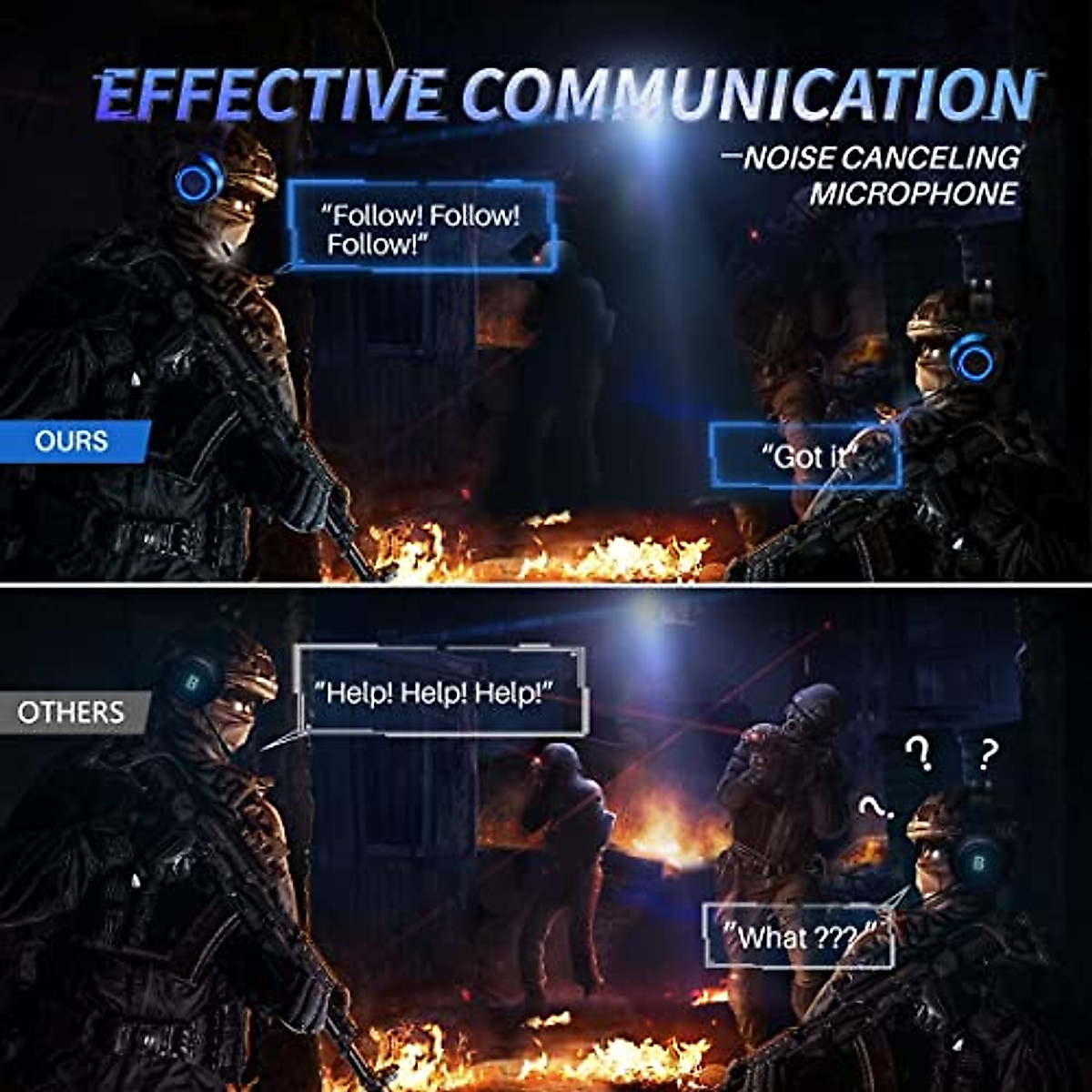 Gaming Headset with 7.1 Surround Sound and Noise Canceling Mic & Memory Foam Ear Pads Gaming Headphones for PC, PS5, Xbox One, Nintendo Switch (Blue)