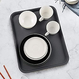 Waikhomes 6 Packs Fast Food Serving Tray, Plastic Breakfast Serving Trays, Rectangle Non Slip Tray