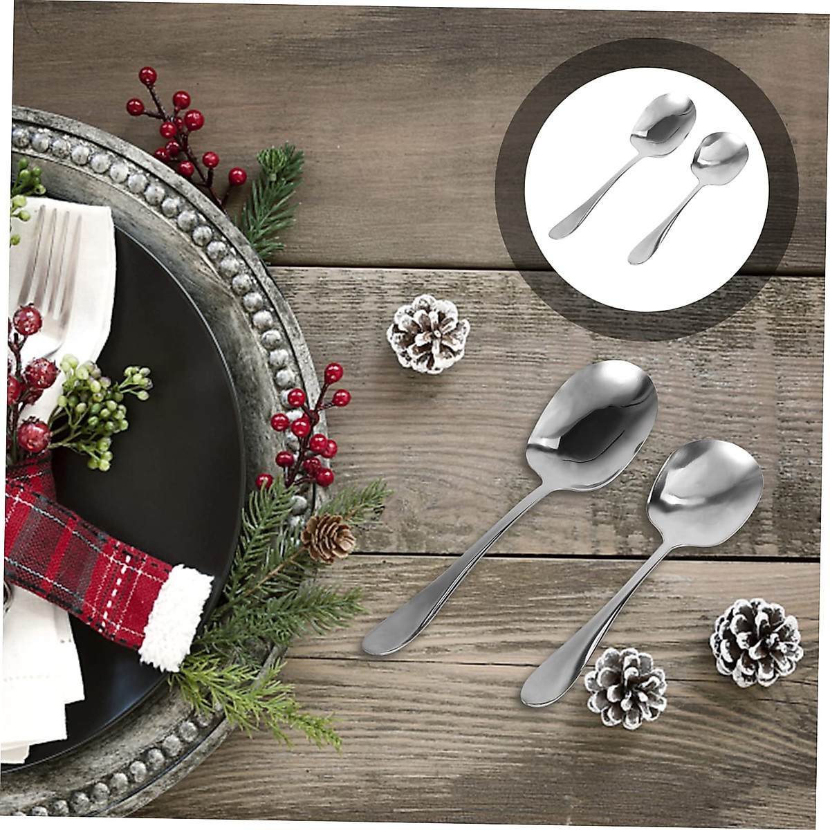 Luxshiny 2pcs Stainless Steel Kitchen Utensil Set Espresso Coffee Stirrer Espresso Spoon Buffet Serving Set Stainless Serving Spoon Big Rice Spoon Salad Spoon Western Food Serving Spoon Mix