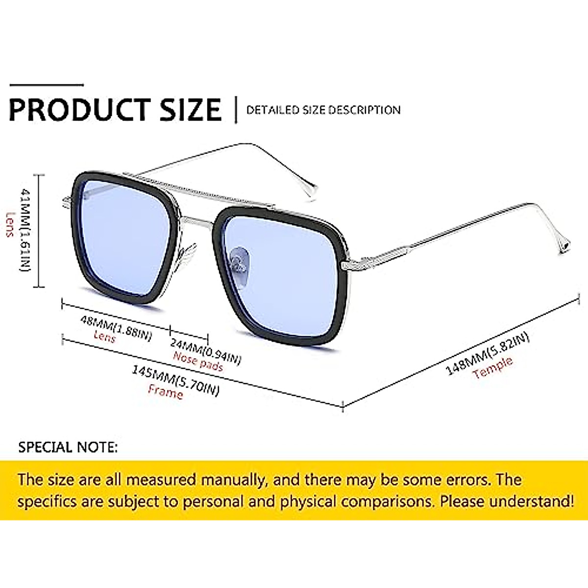 SHEEN KELLY Trendy Square Pilot Sunglasses Men Women Vintage Rectangular Metal Frame Shades Eye Glasses
