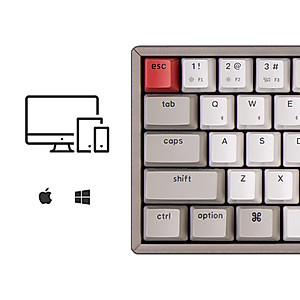 Keychron K6 68-Keys Hot-Swappable Wireless Mechanical Keyboard for Mac, 65% Compact, Bluetooth, Aluminum Frame, Wired Gaming Keyboard for Windows Non-Backlit with Keychron Red Switch