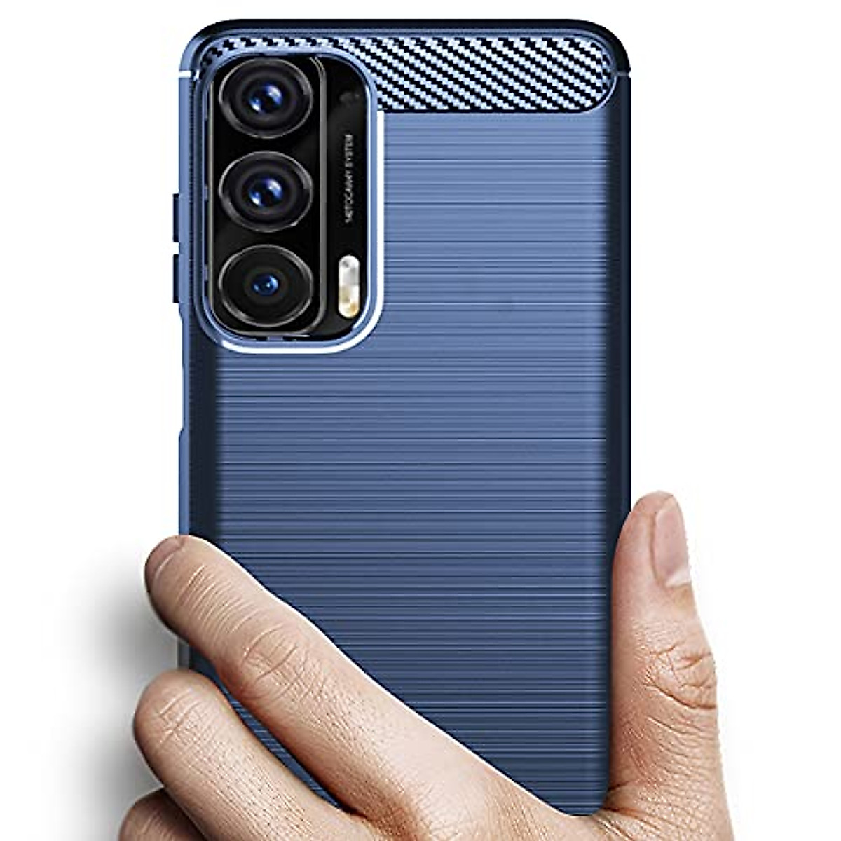 Osophter for Moto Edge 2021 Case,Moto Edge 5G UW Case with 2pcs Screen Protector Shock-Absorption Flexible TPU Rubber Protective Cell Phone Cover for Motorola Moto Edge(2021)(Navy Blue)