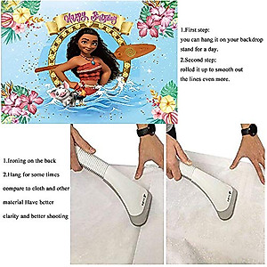 Summer Beach Baby Moana Theme Backdrops Pink Flowers Blue Water Girls 1St Birthday Party Photography Background Baby Shower Moana Cake Table Decoration Banner Photo Studio Props 5x3ft