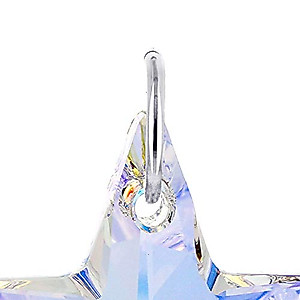 Gem Avenue Star Shape Clear AB Austrian Crystal 925 Sterling Silver Charm Pendant for Women