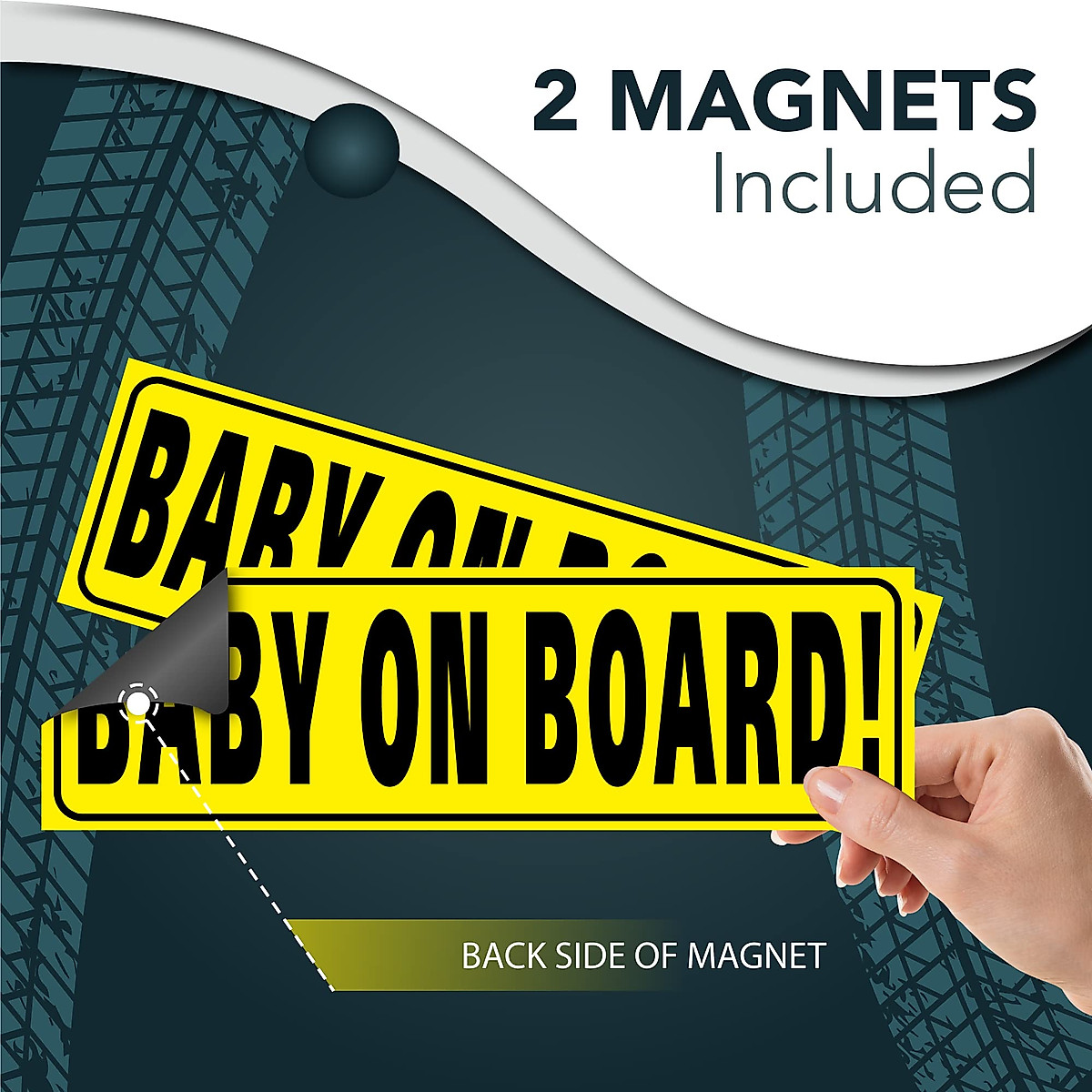 2 PC Baby on Board Car Magnet - 10 x 3 Babies on Board Keep Distance - Be Careful Baby on Board Magnet for Car - Children on Board Magnet for Bumpers