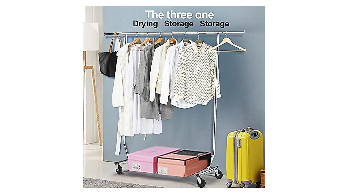 Yaheetech Heavy Duty Adjustable Commercial Grade Garment Rack Rolling ...