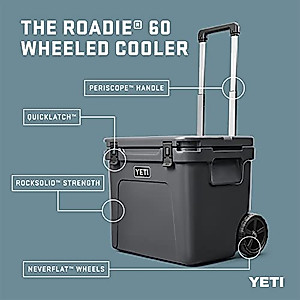 YETI Roadie 60 Wheeled Cooler with Retractable Periscope Handle, White