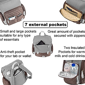 Baby Diaper Bag Backpack with Waterproof Changing Pad Ideal for Mom and Dad,Large Multifunctional Nappy Changing and Travel Bag For Boys and Girls with Stroller Connector and Laptop/Tablet Pockets