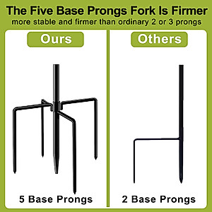 Double Shepherds Hook for Outdoor,78 Inch Bird Feeder Pole with 5 Prongs Base,Adjustable Heavy Duty Garden Hanging Holder for Hanging Plant,Solar Light,Weddings Decor,Hummingbird Feeder（1 Pack）