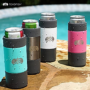 Toadfish Slim Non-Tipping Can Cooler for 12oz Cans - Suction Cup Cooler For Beer & Soda - Stainless Steel Double-Wall Vacuum Insulated Cooler - Sturdy Beverage Holder (Pink)