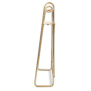 Baxton Studio Merida Glam and Luxe Brushed Gold Finished Metal and Natural Brown Finished Wood 2-Tier Over Bed Queen Size Storage Display Shelf