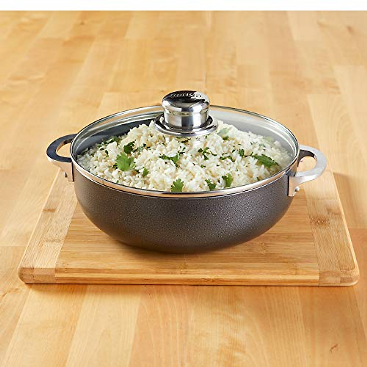 IMUSA USA Nonstick Dutch Oven with Glass Lid 3.2-Quart, Bronzed