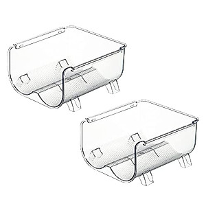 Clear Plastic Free-Standing Stackable 4 Bottle Storage Holder Rack - Water, Wine, and Drink Organizer Shelf for Kitchen Countertop, Cabinet, Pantry, Fridge