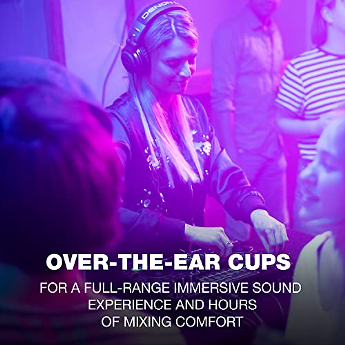 Denon DJ HP1100 | Professional Over-Ear DJ Headphones with 180-degree Cup Swivel & Leather Carry Bag (53mm driver / 3500mW input)