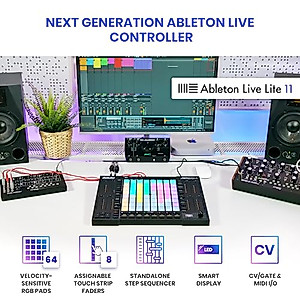 AKAI Professional APC64 Ableton MIDI Controller with 8 Touch Strips, Step Sequencer, 64 RGB Velocity-Sensitive Pads, CV Gates, MIDI In & Out, USB-C