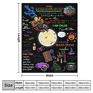 Hocus Pocus Blanket Halloween Throw Flannel Fleece Blankets Sanderson Sisters Soft Plush Blanket for Couch Sofa Bed Home Decorations 50"x40"