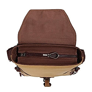 TSD Brand Hidden Woods Canvas Crossbody Bag w/Flap (Brown)