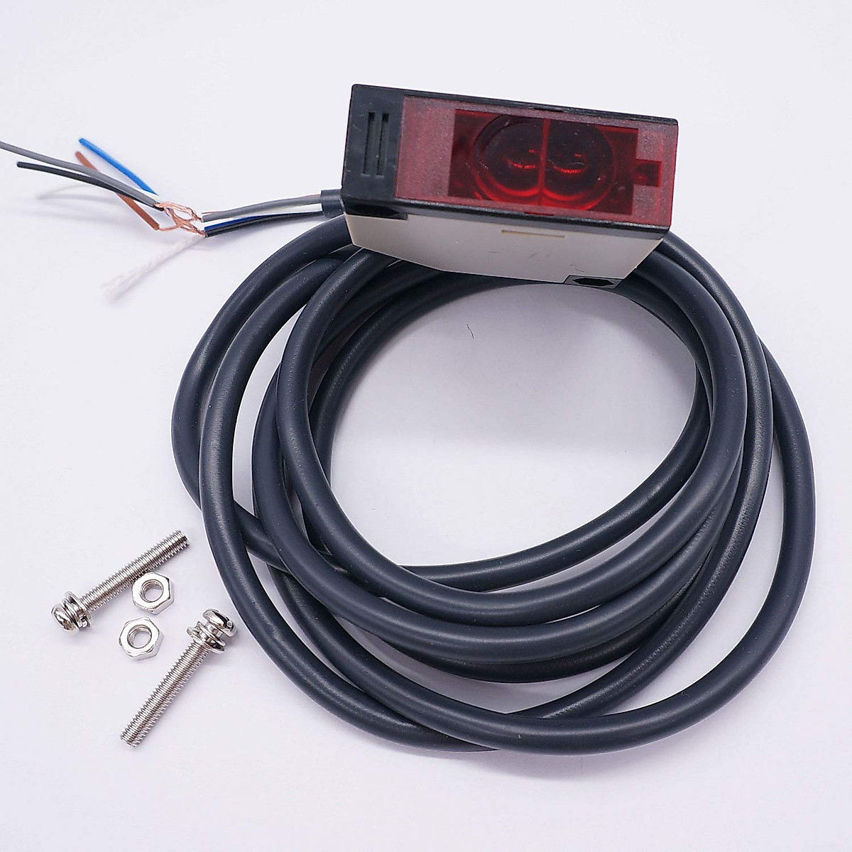 Taiss Photoelectric Beam Sensor E3JK-R4M1 Indoor Wall Mounted 12-240VDC 24-240VAC Retroreflective photoelectric Sensor Switch Proximity Switch 2M Cable Induction 3M