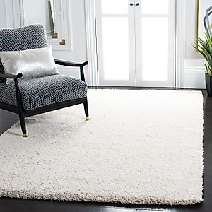 SAFAVIEH Milan Shag Collection Area Rug - 6' x 9', Ivory, Solid Design, Non-Shedding & Easy Care, 2-inch Thick Ideal for High Traffic Areas in Living Room, Bedroom (SG180-1212)