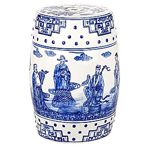 Safavieh Ocean Jewel Chinoiserie Ceramic Decorative Garden Stool, Blue