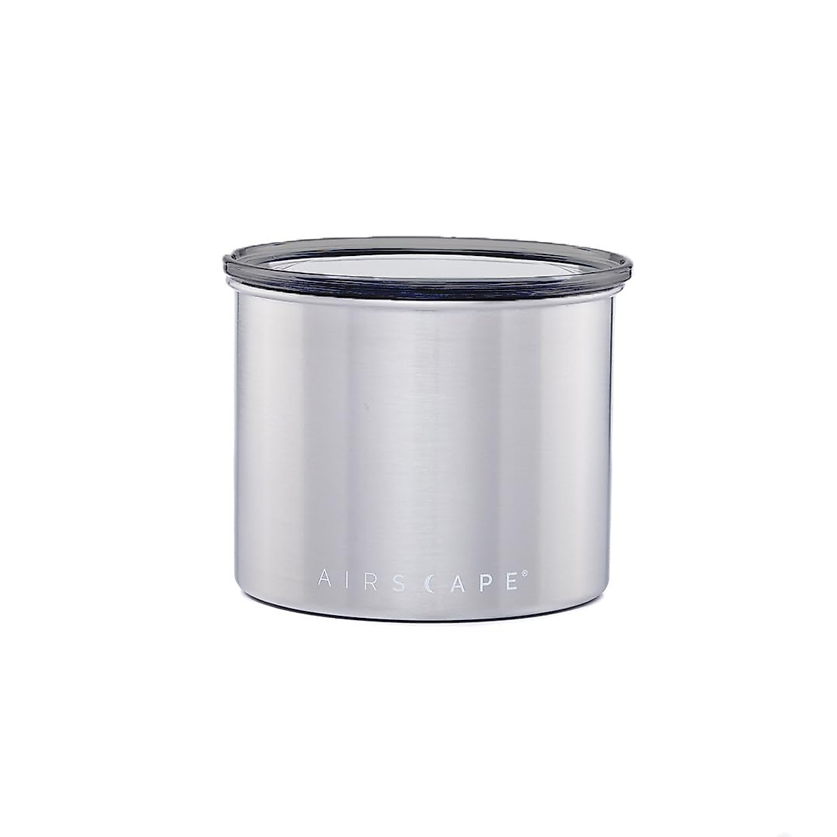 Planetary Design Airscape Stainless Steel Coffee Canister | Food Storage Container | Patented Airtight Lid | Push Out Excess Air Preserve Food Freshness (Small, Brushed Steel)