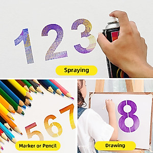 6 Inch Number Stencils Set Plastic Number Stencils Reusable Digital Templates for Cake Stencil Address Number Painting Stencils Templates