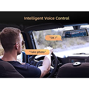 2.5K 12 inches UHD Mirror Dash Cam Front and Rear Camera, GPS Rearview Mirror Camera for Cars & Trucks with IPS Touch Screen, Enhanced Night Vision, Waterproof Backup Camera, Emergency Lock, black