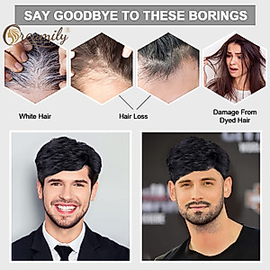 Creamily Mens Wig Short Hair, Mens Hair Replacement Wigs Realistic Mens's Black Wig for Men Synthetic Hair Full Wig for Male Guy Christmas Daily Wear