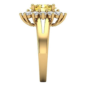 Clara Pucci 2.36 ct Oval Cut Solitaire Halo Yellow Simulated Diamond Engagement Promise Anniversary Bridal Ring 18K Yellow Gold 7.5